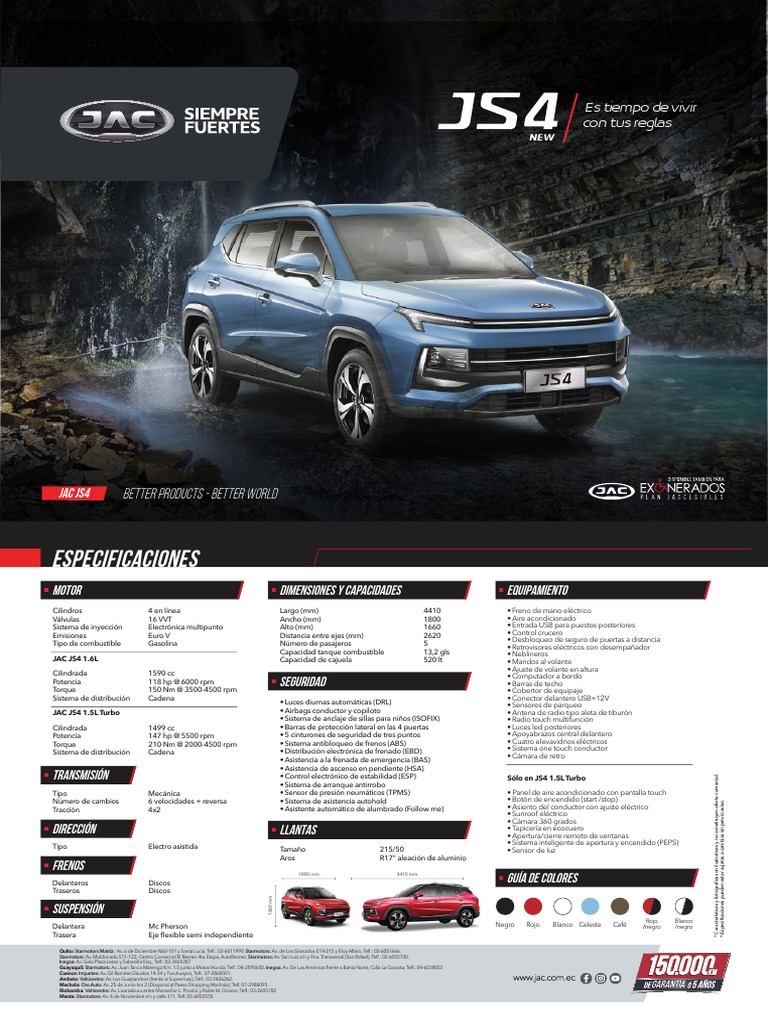 Ficha Tecnica Jac JS4 | Descargar gratis PDF | Sistema de freno antibloqueo | Transporte privado