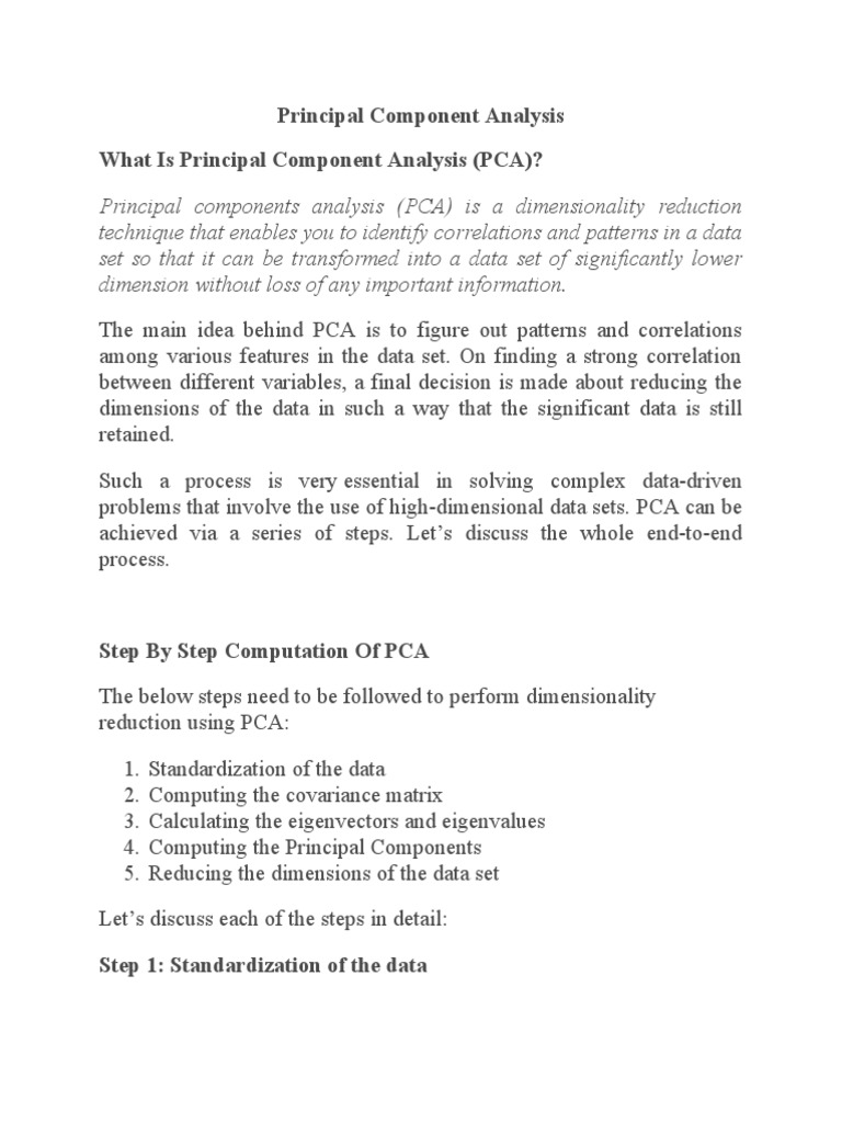 Principal Component Analysis | Download Free PDF | Principal Component Analysis | Eigenvalues ...
