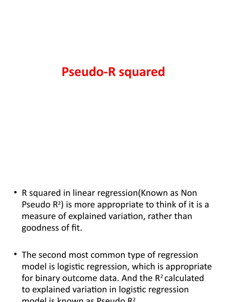 Pseudo-R Squared | PDF | Coefficient Of Determination | Logistic Regression