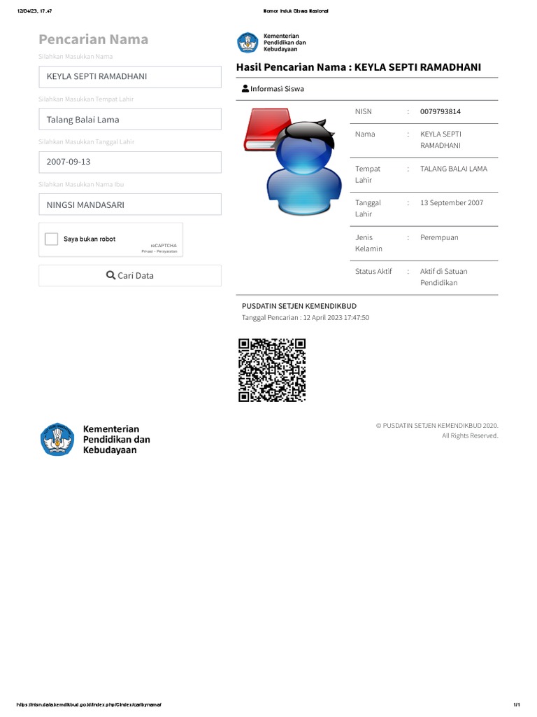 Nisn Keyla Septi Ramadhani | PDF