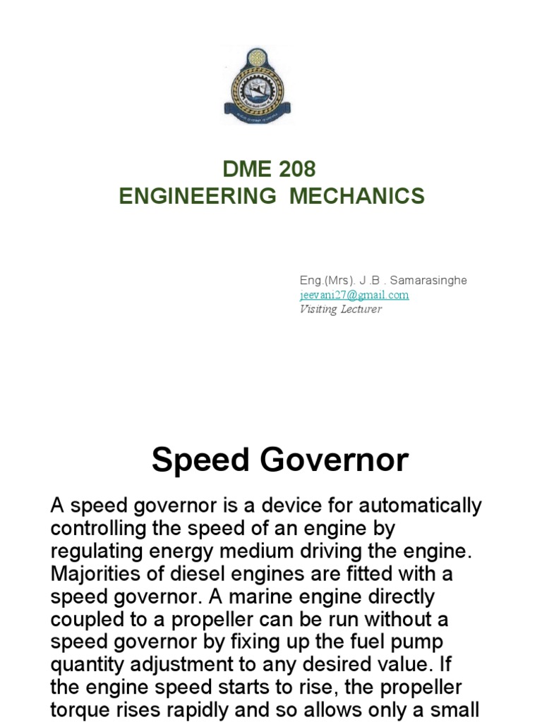 11 Speed Governor | PDF | Force | Lever