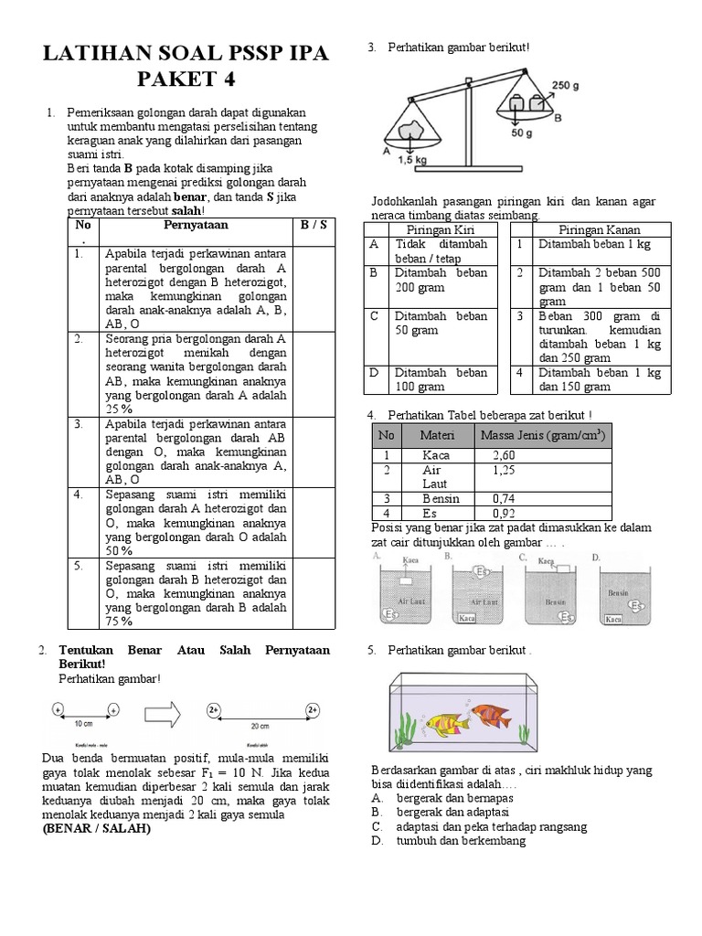 Latihan Soal PSSP IPA Kelas 9 Paket 4 | PDF