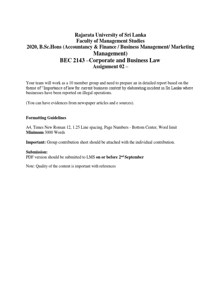 Assignments 2 Law | PDF | Finance & Money Management