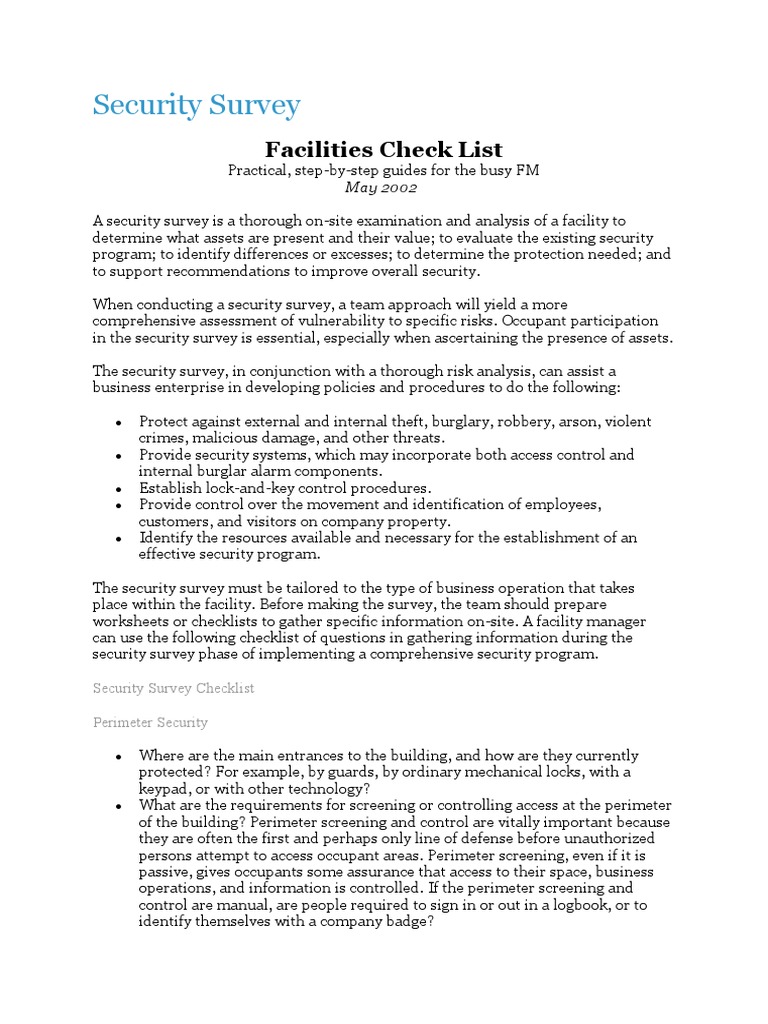 Security Survey Pdf Securities Security Alarm 3000