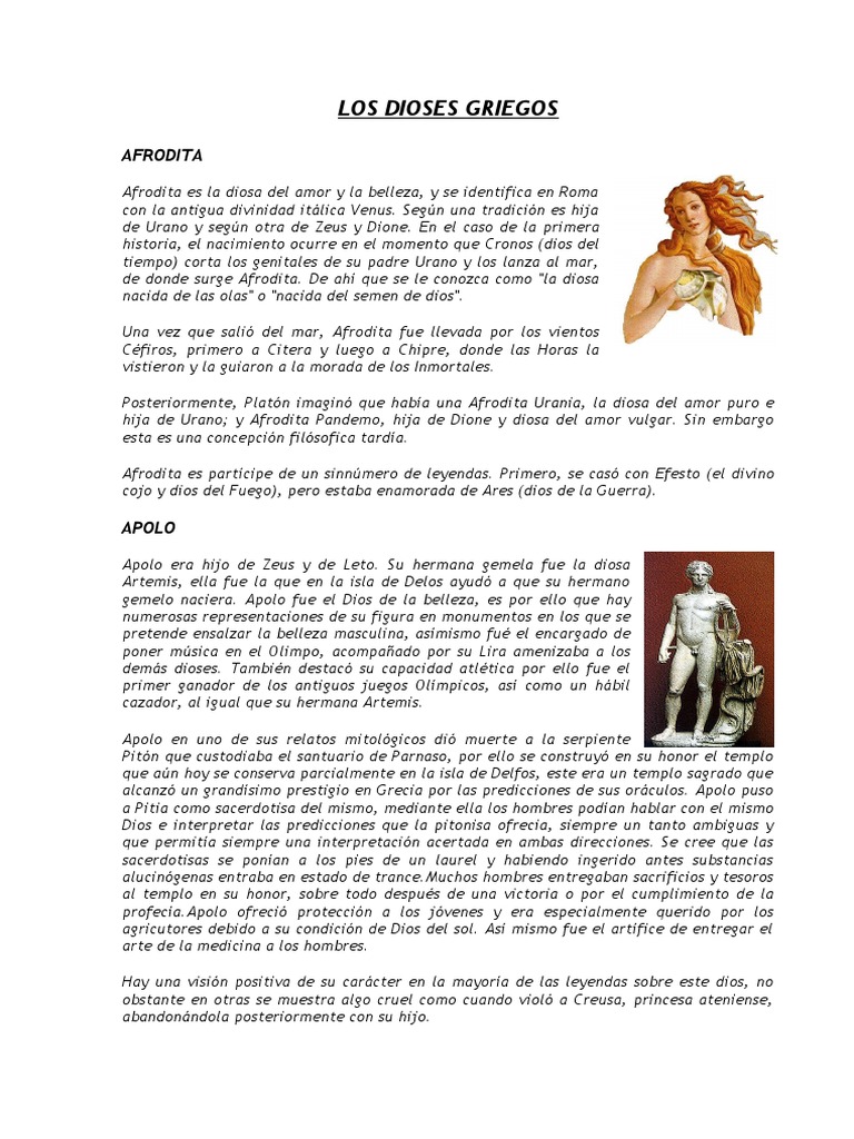 Los Dioses Griegos | PDF