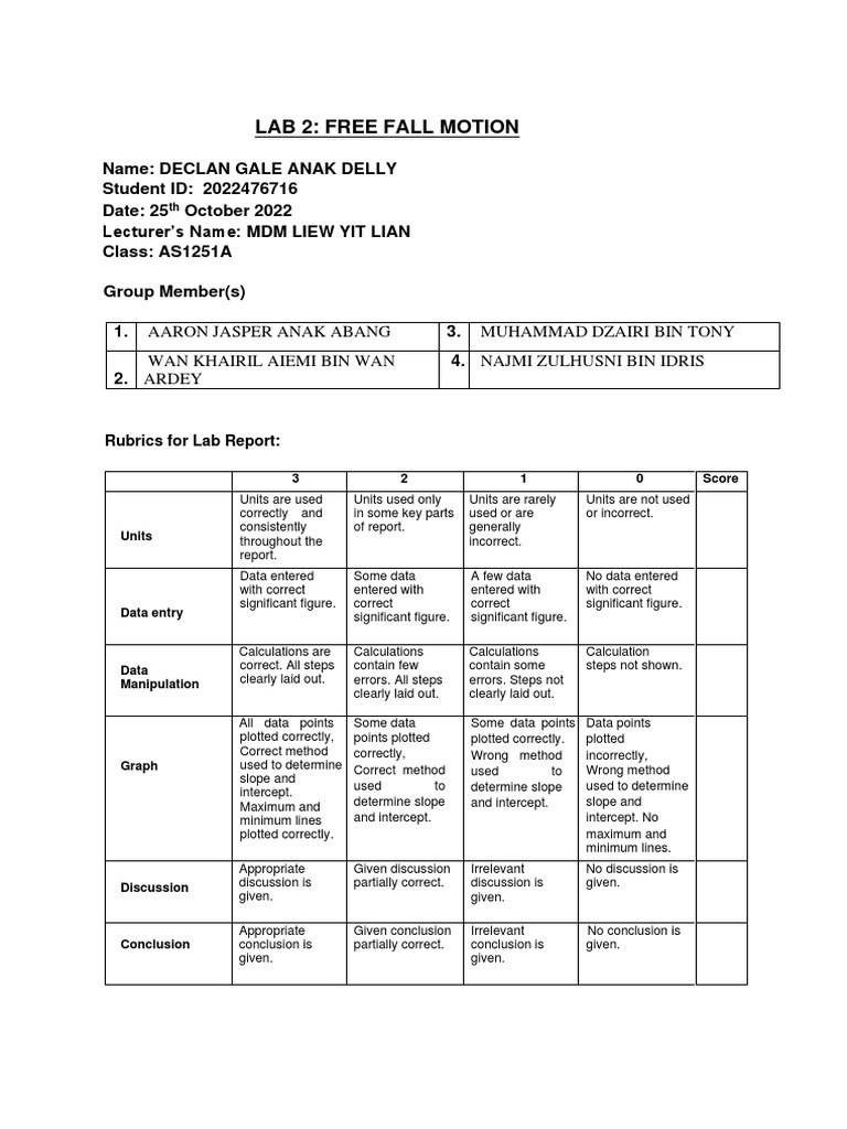 PHY130 Lab Report 2 | PDF | Acceleration | Gravity