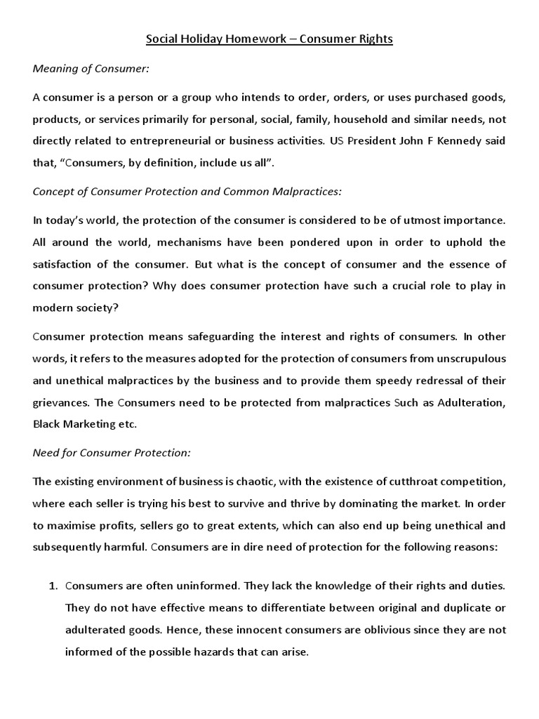 Consumer Rights - Grade 10 Social Activity | PDF | False Advertising ...