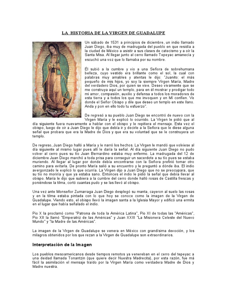 La Historia de La Virgen de Guadalupe | PDF