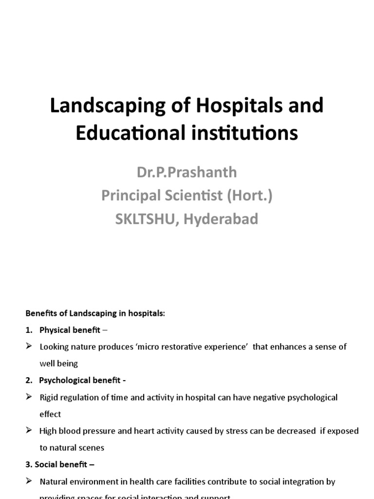 Landscaping of Hospitals and Educational Institutions | PDF | Gardens ...