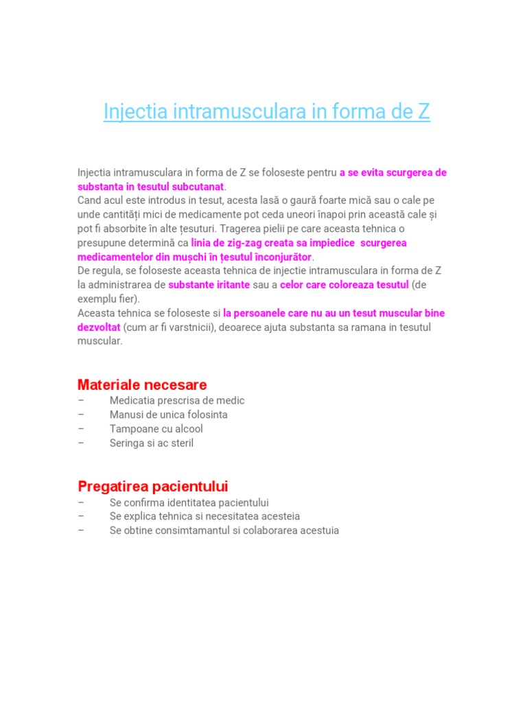Injectia Intramusculara in Forma Z | PDF