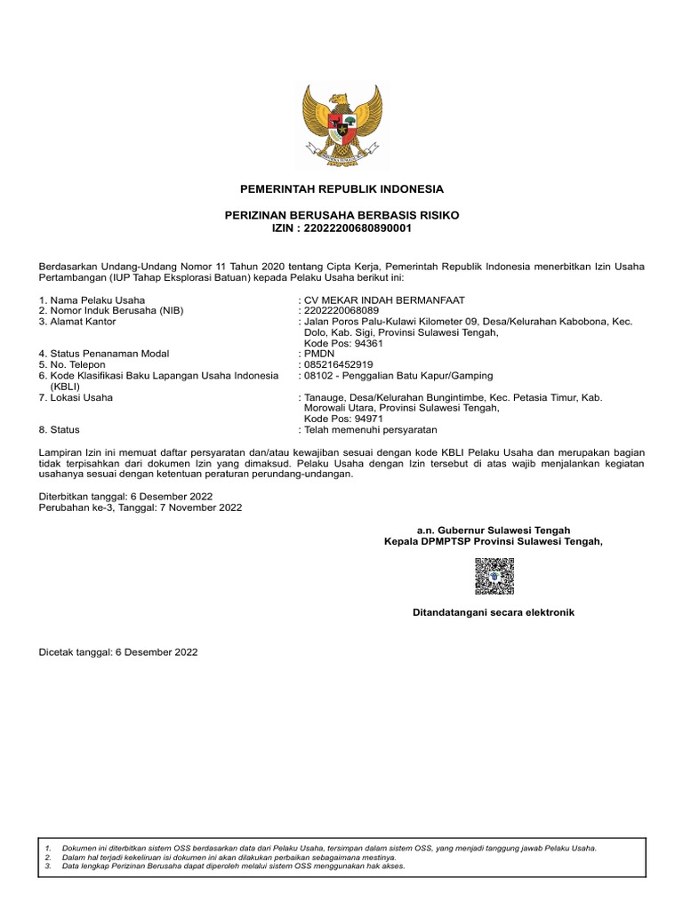 IUP Eksplorasi CV Mekar Indah Bermanfaat | PDF