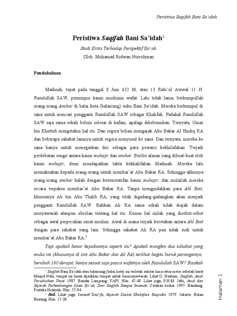 Peristiwa Saqifah Bani Sa'idah | PDF