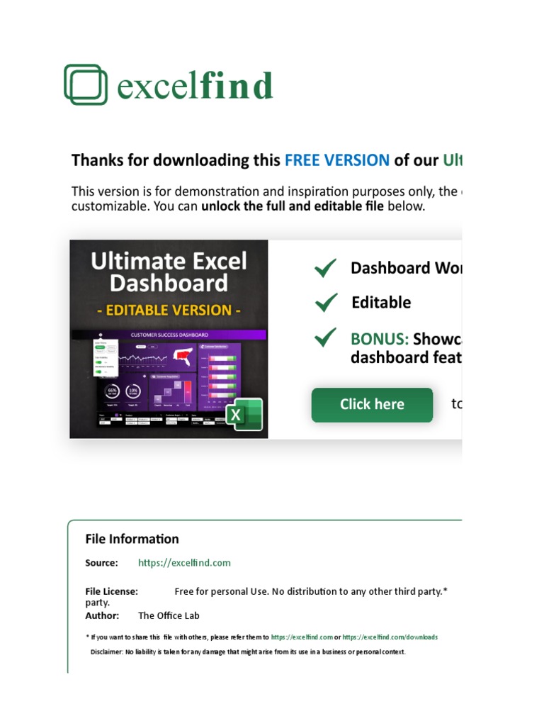 Ultimate Excel Dashboard - Free Version | PDF