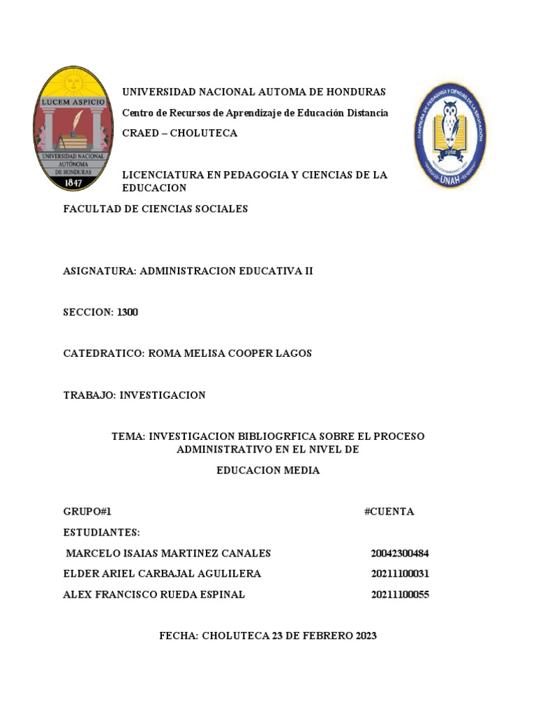 Informe Proceso Administrativo Nivel Media | Descargar gratis PDF ...