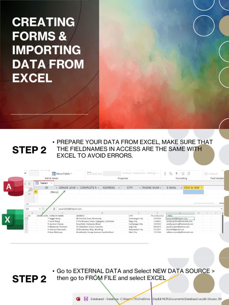Creating Forms & Importing Data From Excel | PDF