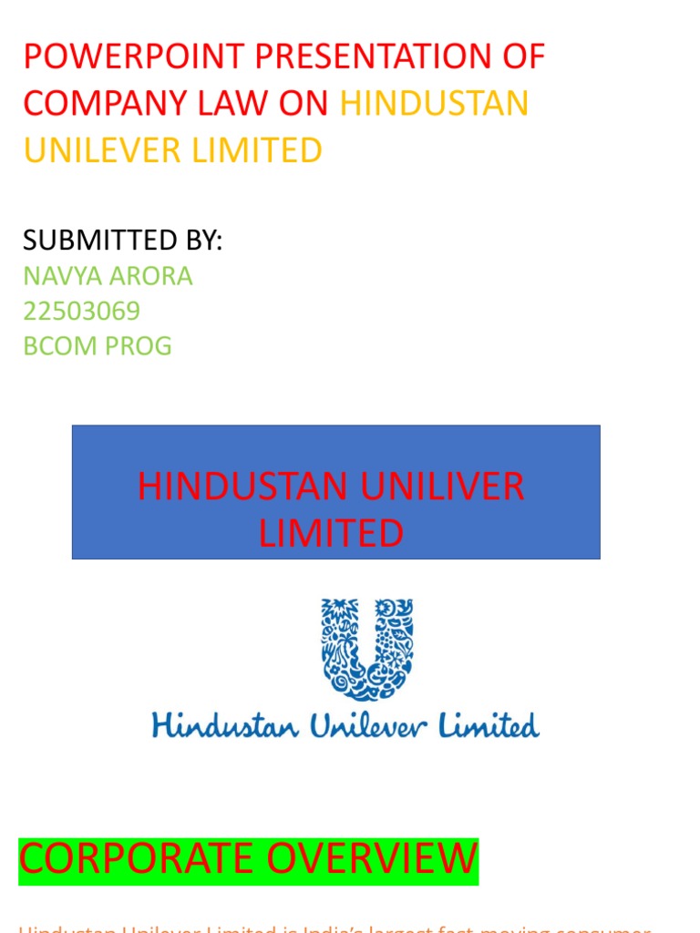 Hindustan Unilever Limited: Powerpoint Presentation of Company Law On | PDF | Unilever ...