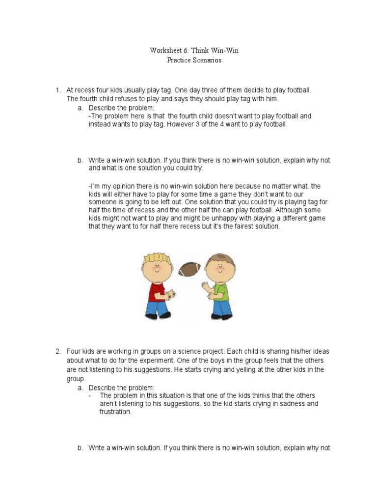 Win-Win Solutions for Kids' Conflicts | PDF | Language Arts ...