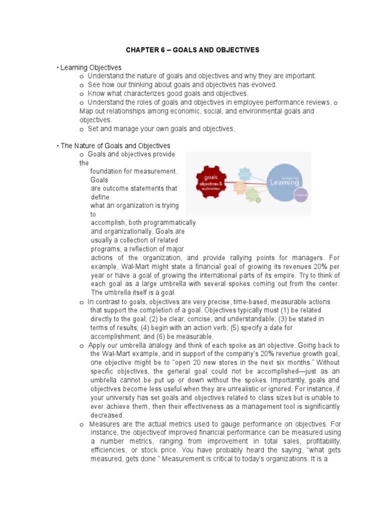 Chapter 6 - Goals and Objectives | PDF | Goal | Performance Appraisal