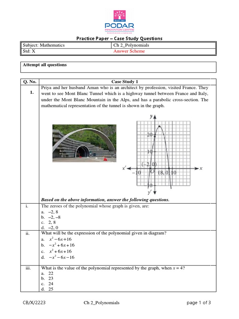 Case Study Questions on Polynomials 9 | PDF | Theoretical Computer ...