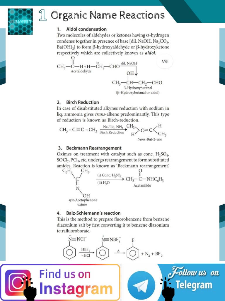 Organic Name Reactions Guide | PDF