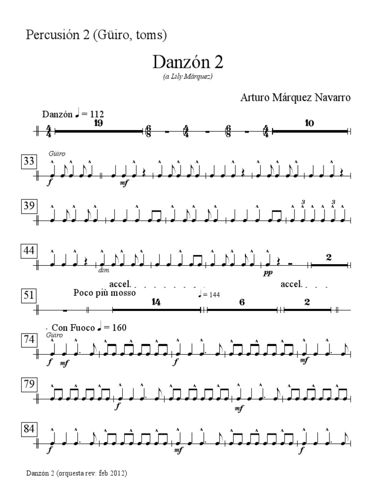 Danzón 2 Percusión 2 (Güiro, Toms) | PDF