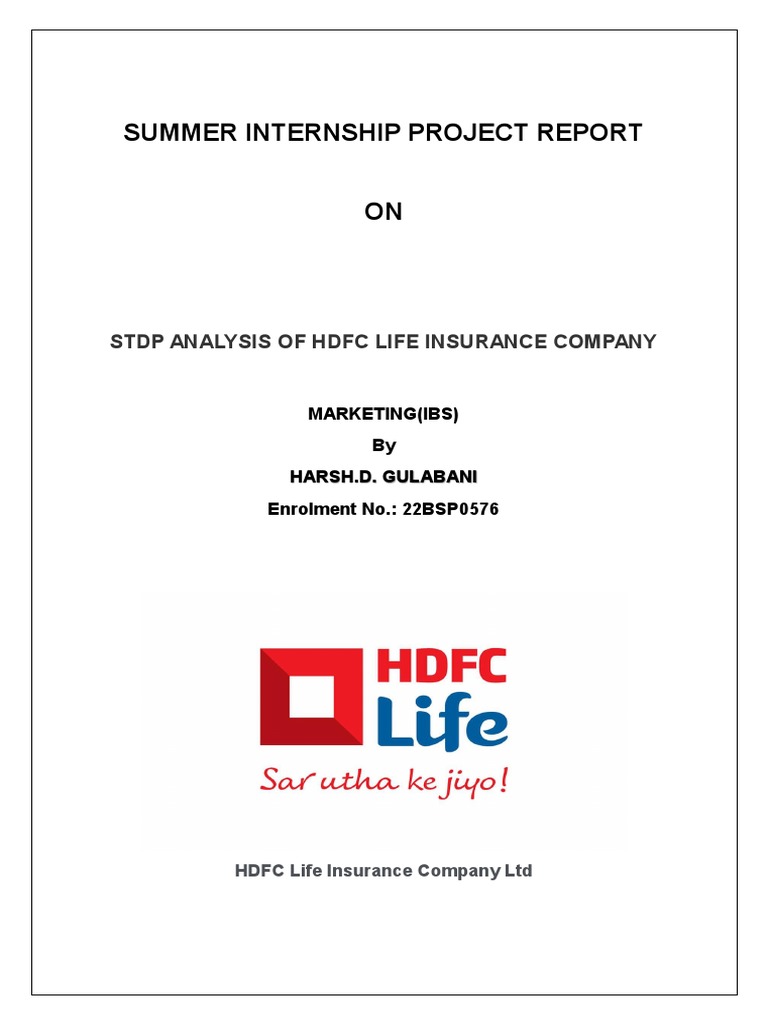Report On STDP Analysis HDFC Life (Harsh Gulabani) | PDF | Market ...