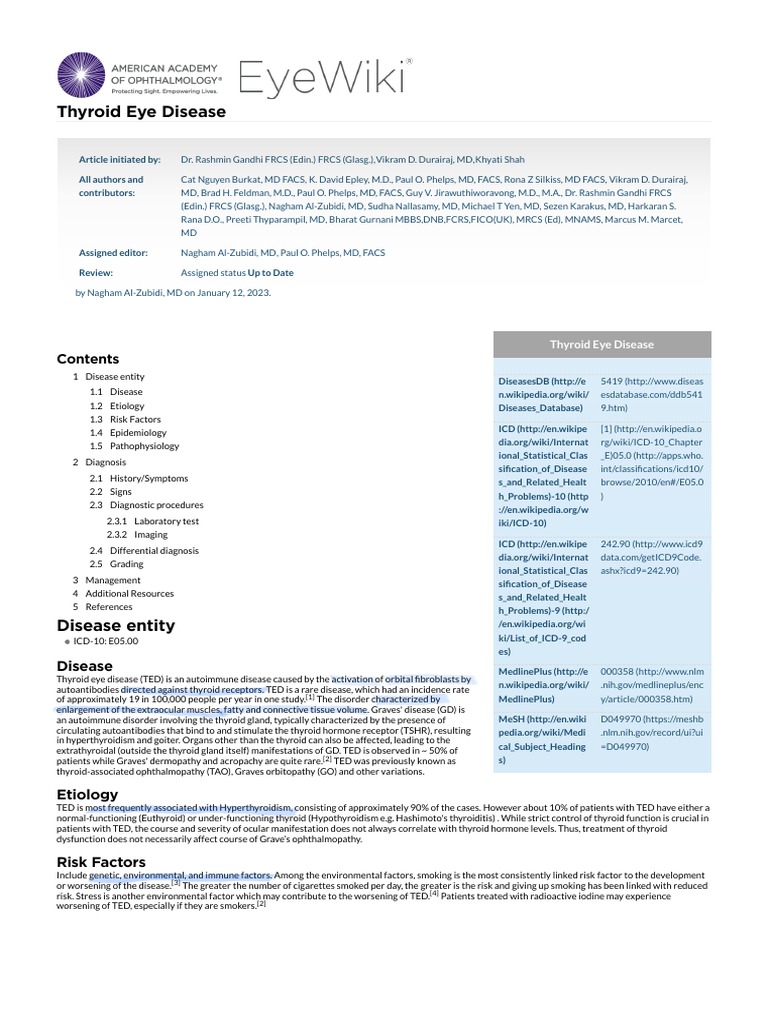 Thyroid Eye Disease - EyeWiki | PDF | Medical Imaging | Causes Of Death