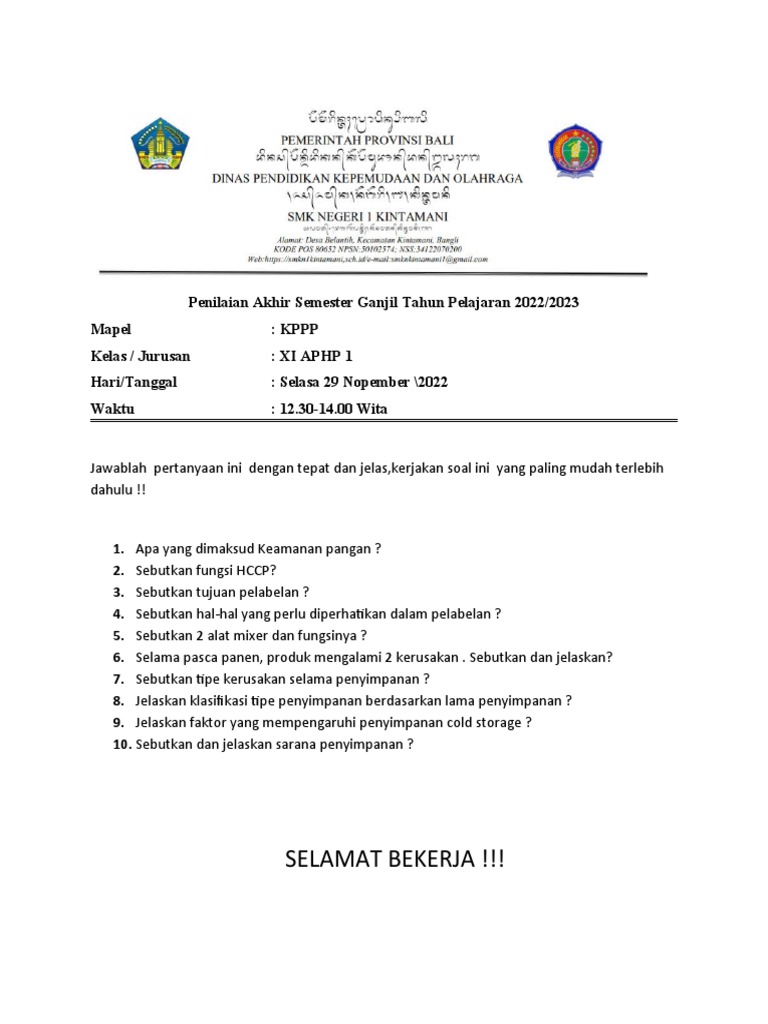 Soal KPPP KLS Xi Aphp 1 | PDF