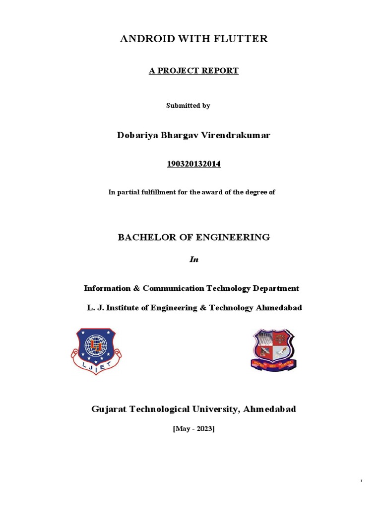 Android With Flutter: Dobariya Bhargav Virendrakumar | PDF | Software ...