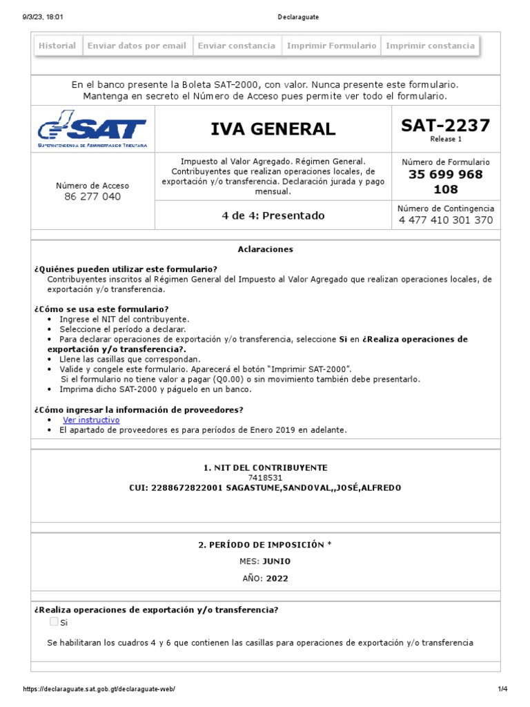 Iva General SAT-2237 | PDF | Impuesto al valor agregado | Impuestos