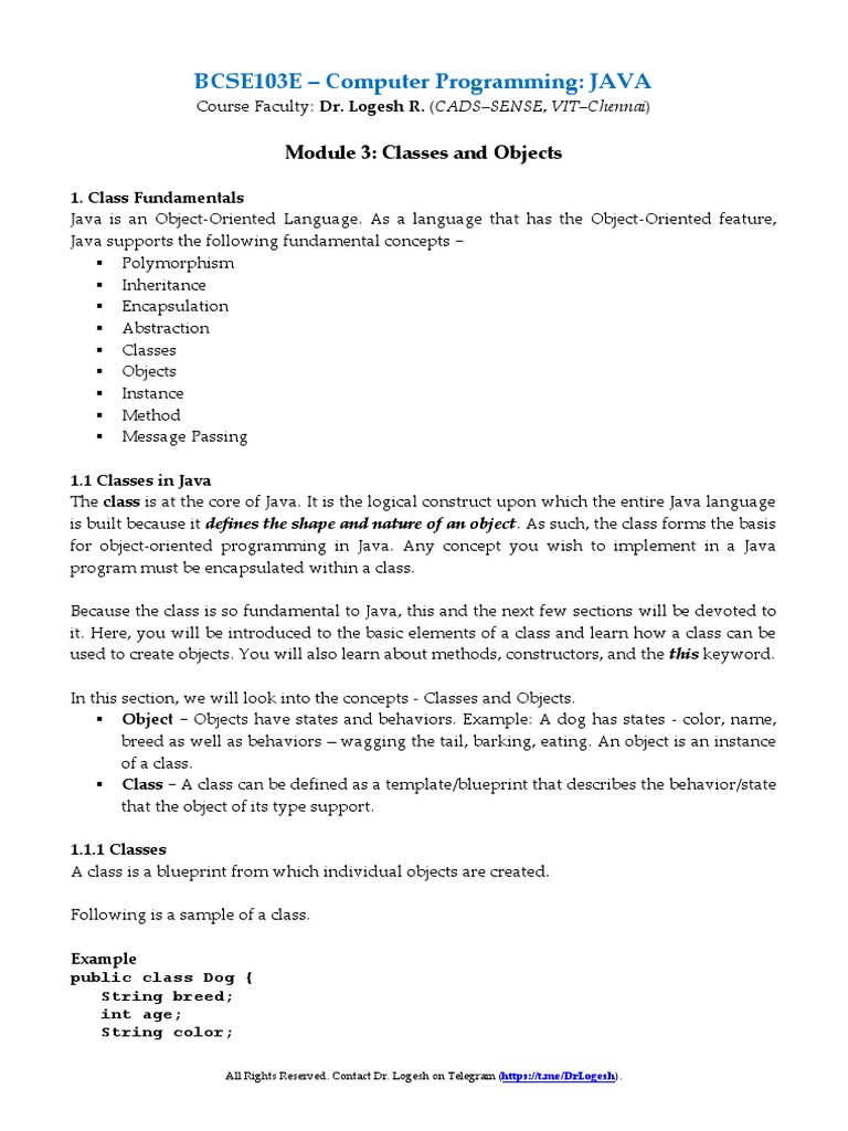 Java Module 3 | PDF | Class (Computer Programming) | Programming Java Module 3 | PDF | Class (Computer Programming) | Programming