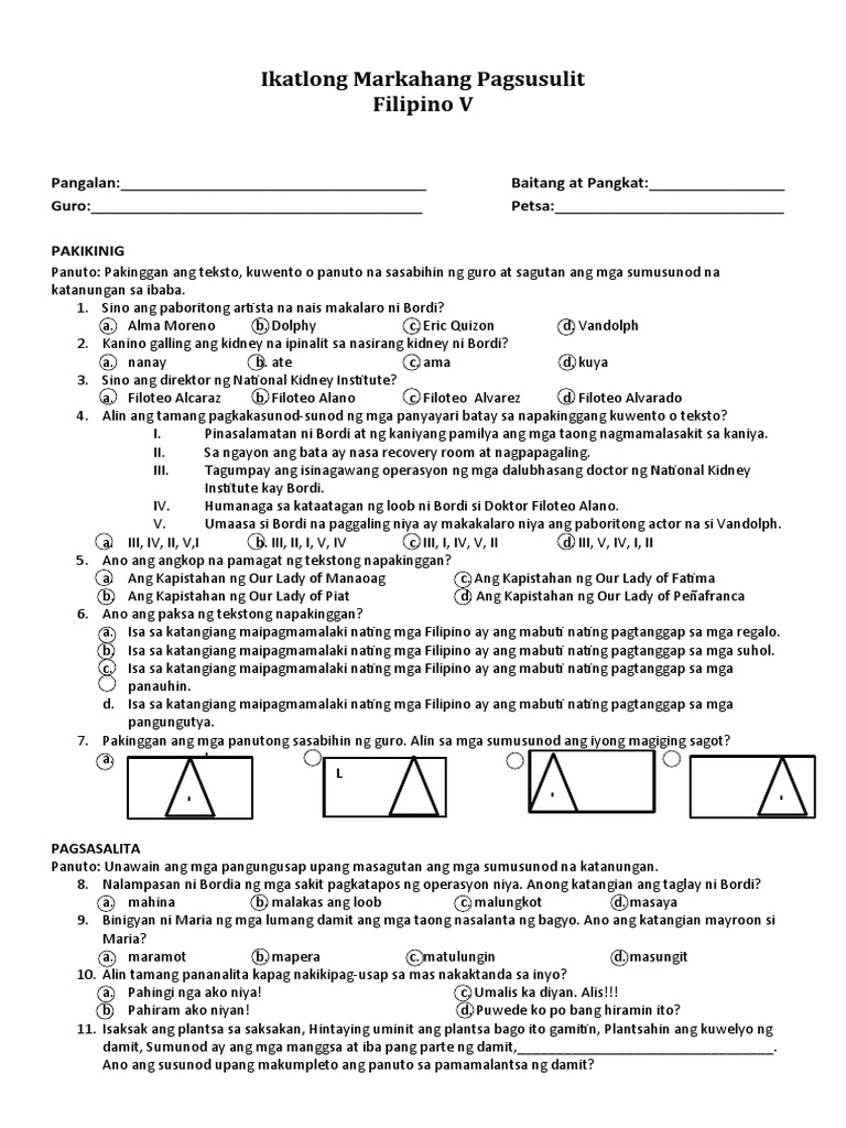 PT - Filipino 5 - Q3 | PDF