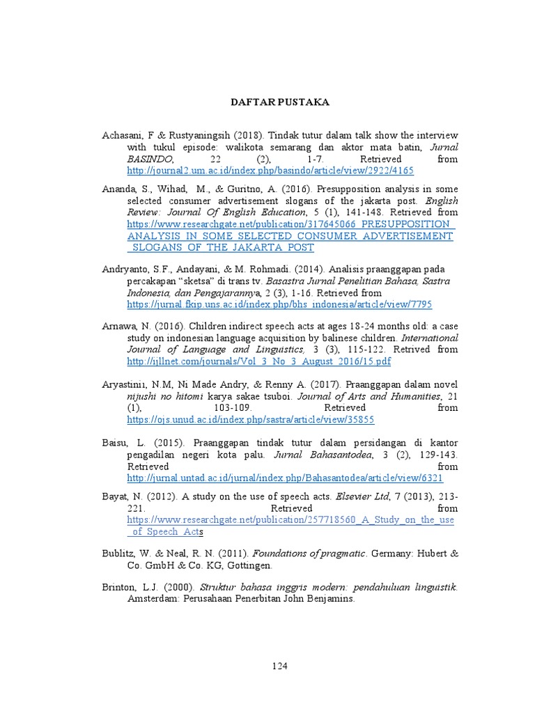 Daftar Pustaka Bahasa Inggris | PDF