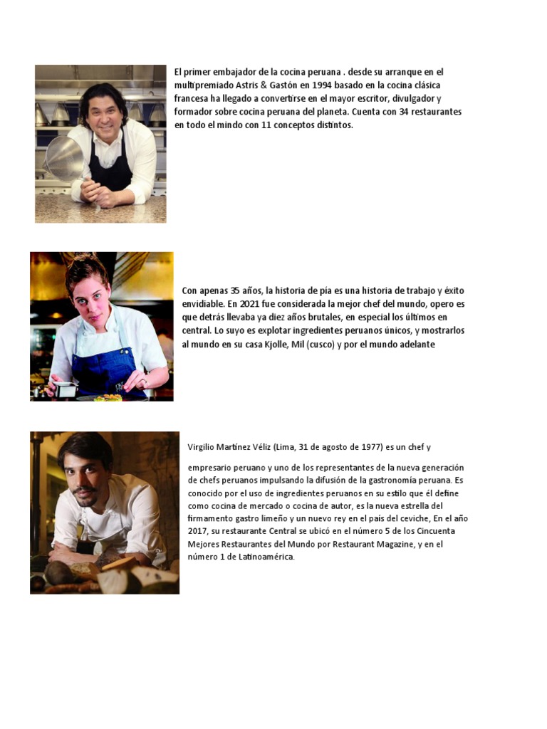 Chefs Peruanos que Transforman la Gastronomía | PDF | Perú | Cocinando