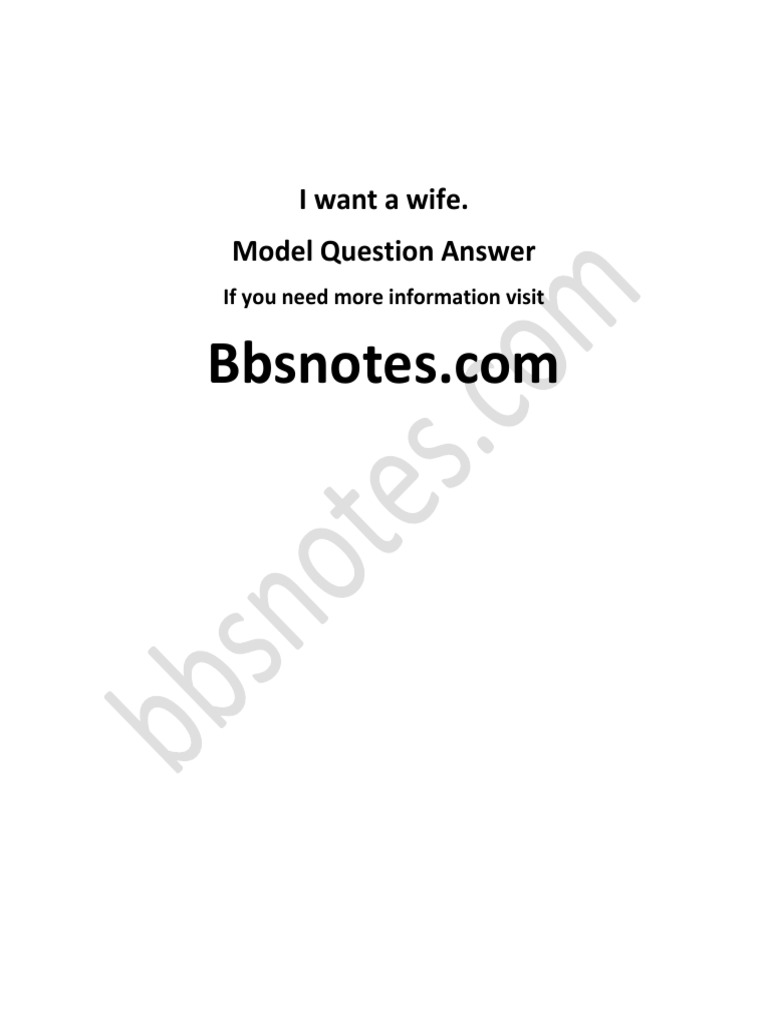 I Want A Wife | PDF