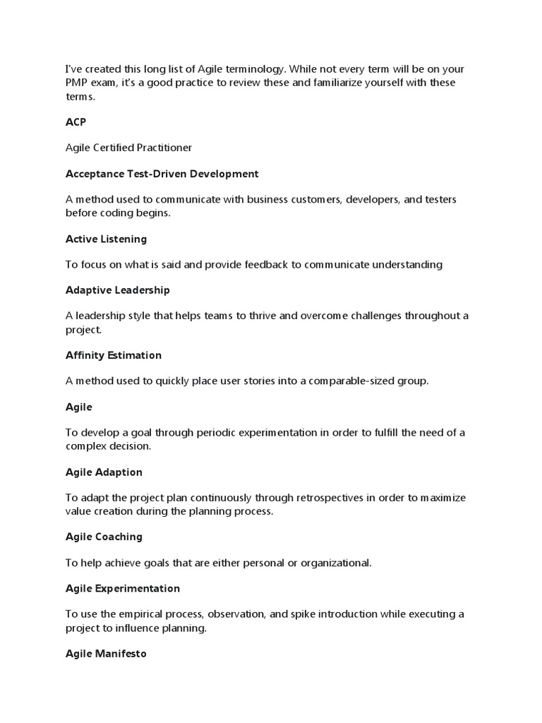 Agile Terms | PDF | Agile Software Development | Scrum (Software ... Agile Terms | PDF | Agile Software Development | Scrum (Software ...