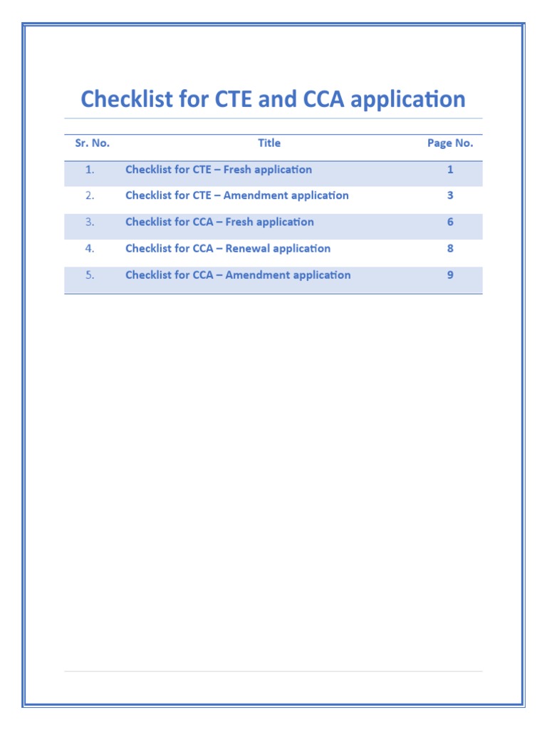 CTE and CCA Application Checklists | PDF | Waste Management | Waste