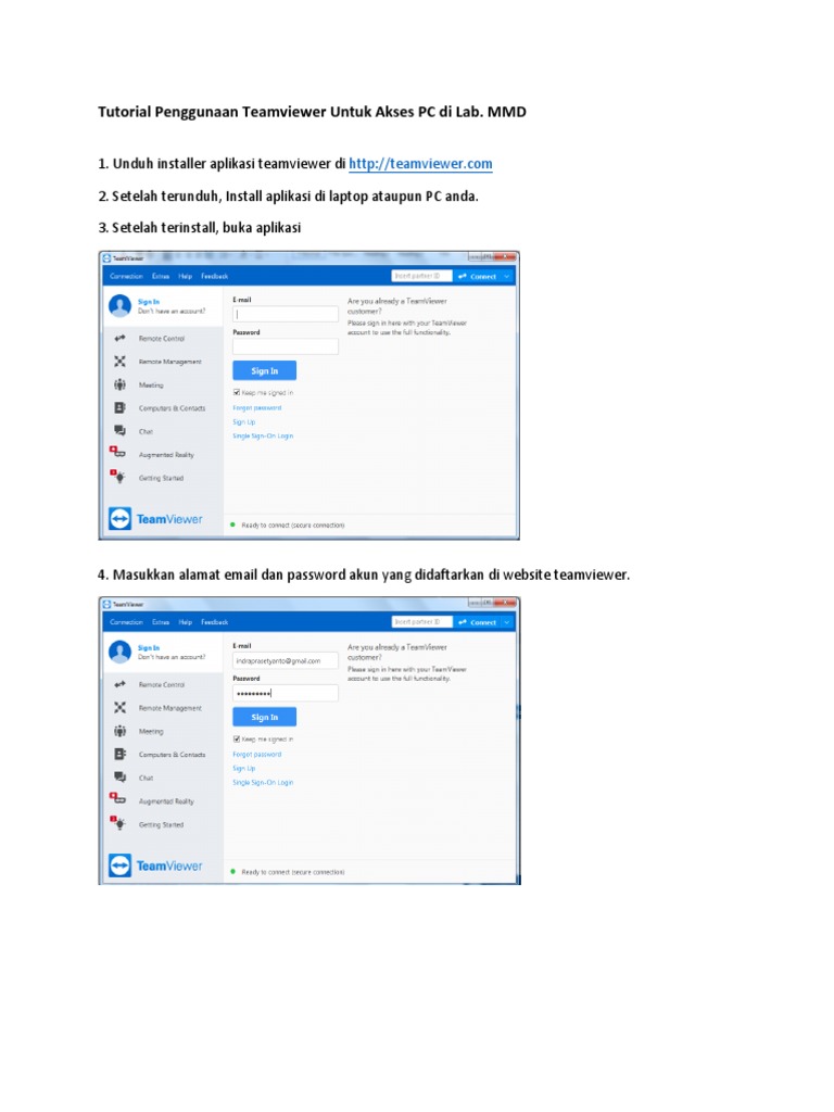 Tutorial Penggunaan Teamviewer Untuk Akses PC Di Lab | PDF | Komputer