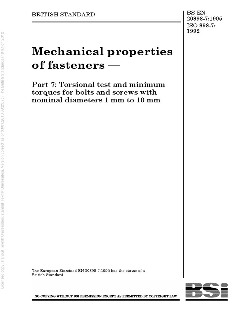 Iso 898 7 1992 | PDF | Screw | Mechanical Engineering