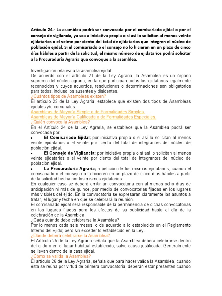 Tipos y funciones de la asamblea ejidal | PDF | Gobierno