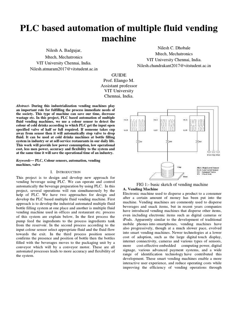 PLC Automation for Beverage Vending Machine | PDF | Programmable Logic ...