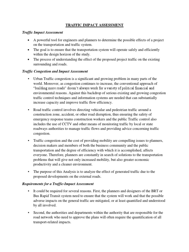 Traffic Impact Assessment | PDF | Traffic | Traffic Congestion