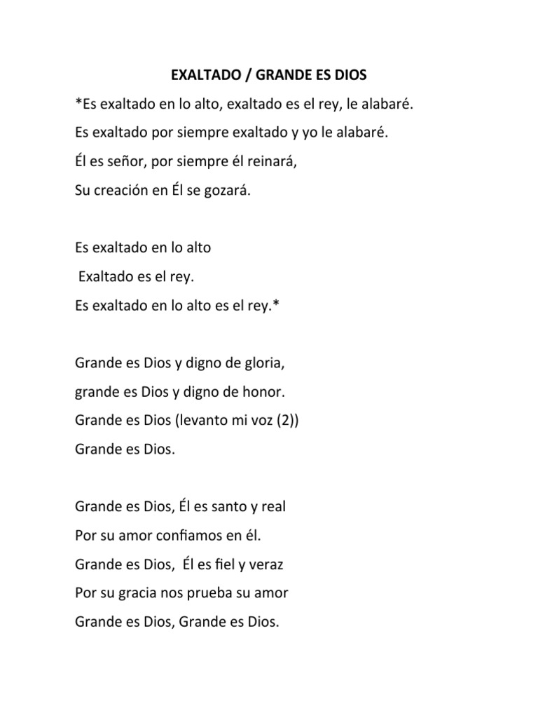 Exaltado / Grande Es Dios | PDF