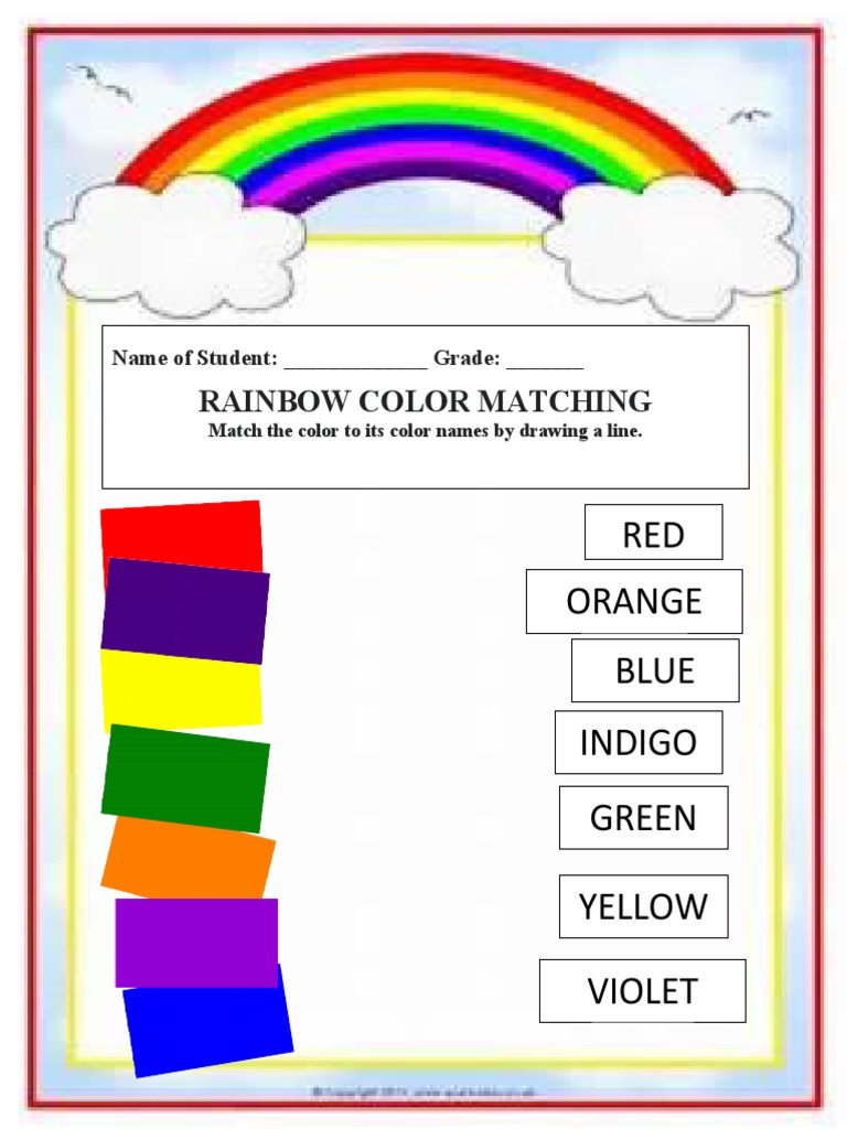 Worksheet Rainbow Matching | PDF