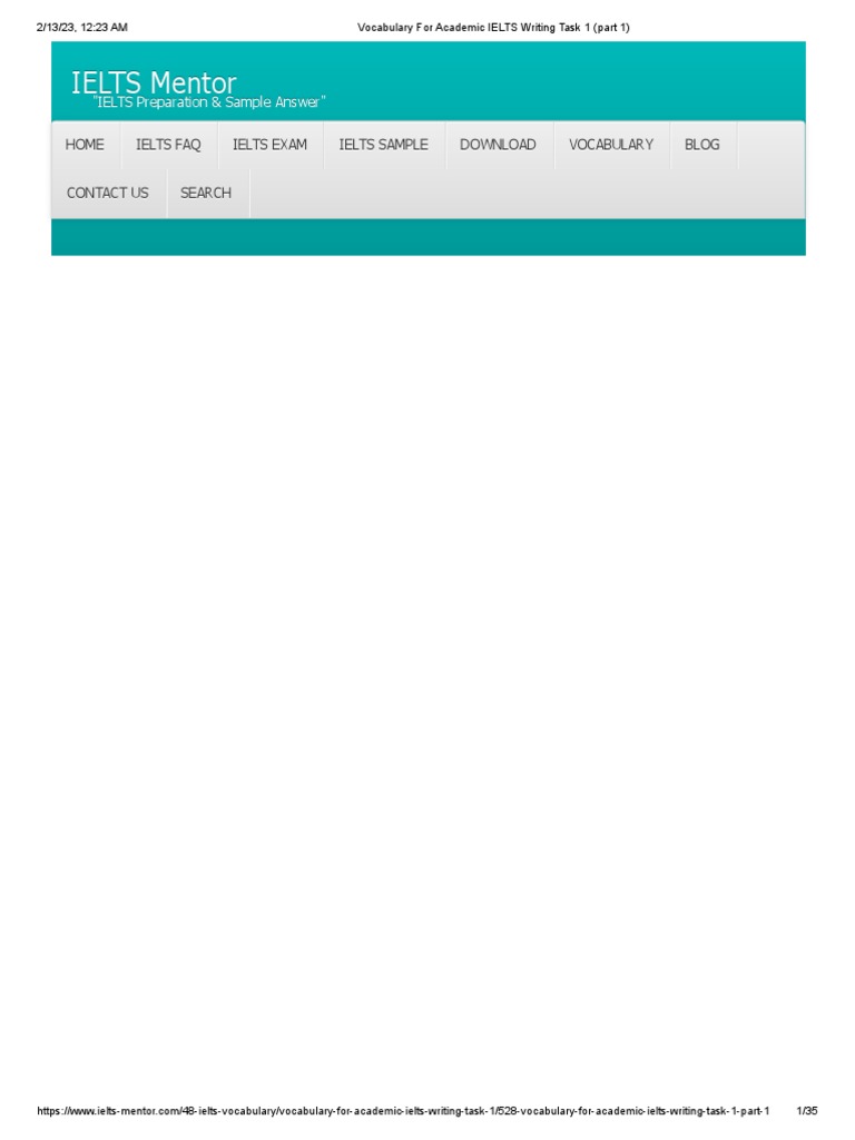 Vocabulary For Academic IELTS Writing Task 1 (Part 1) | Download Free ...