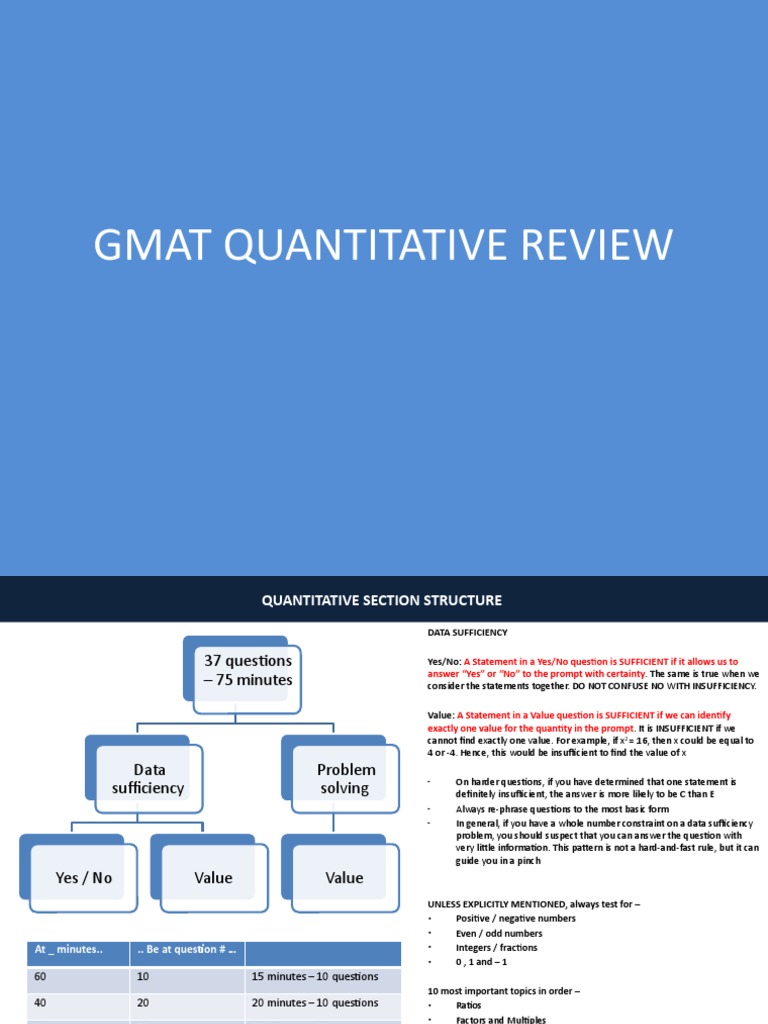 GMAT Quantitative Review Strategies | PDF | Decimal | Mean