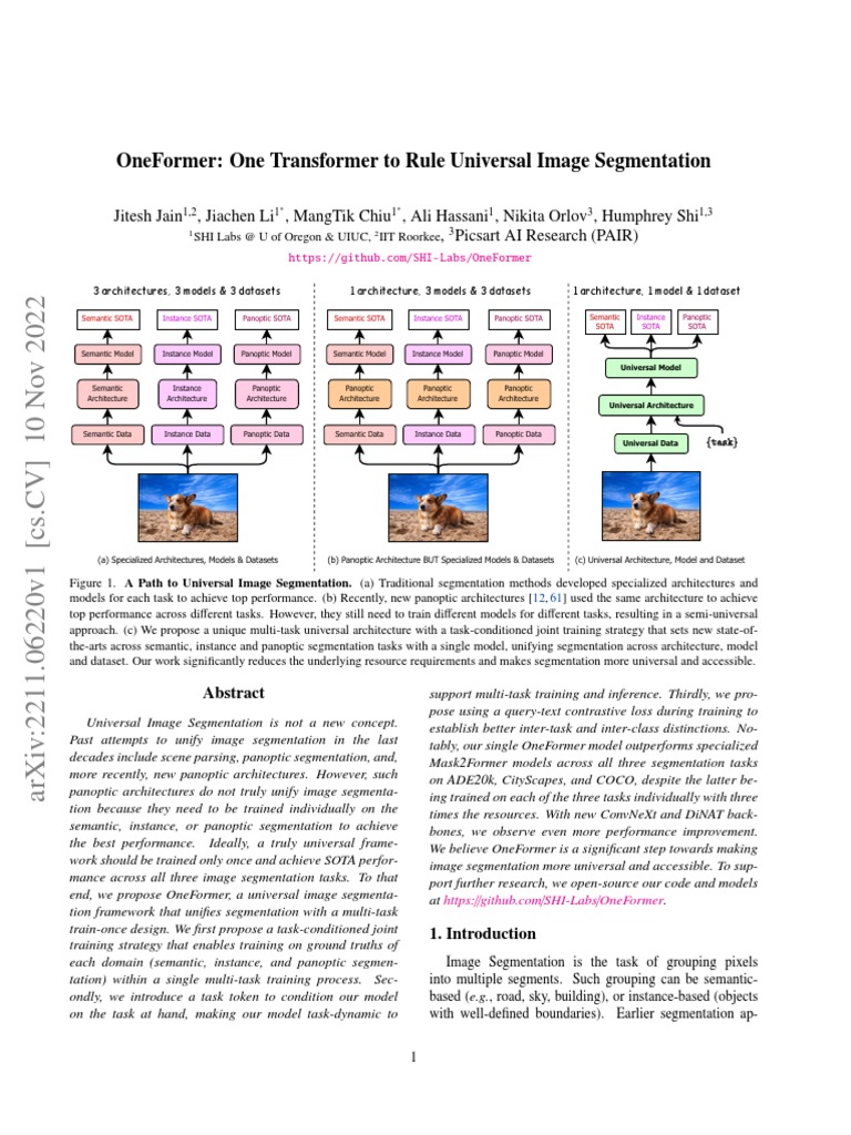 OneFormer: One Transformer To Rule Universal Image Segmentation | PDF | Image Segmentation ...