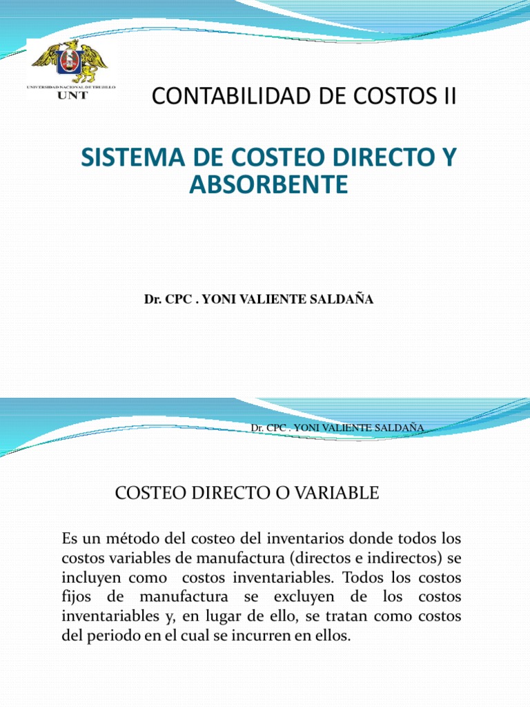 COSTEO DIRECTO Y ABSORVENTEppt | PDF | Costo | Margen bruto