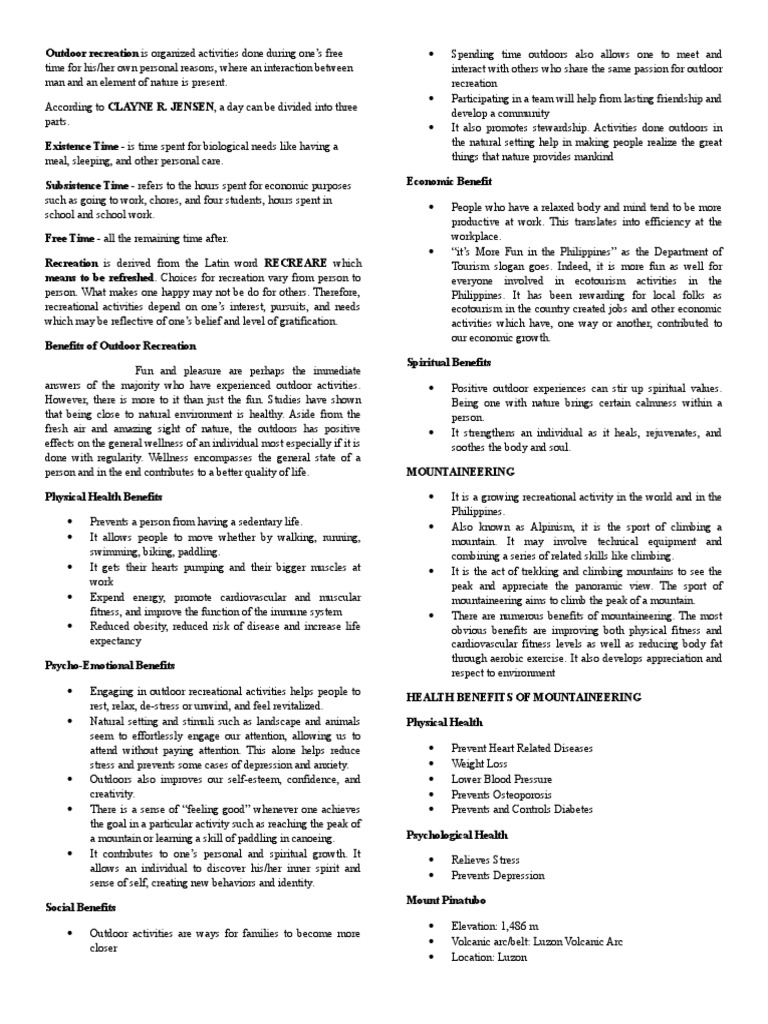 Grade 12 Outdoor Recreation Overview | PDF | Cardiopulmonary ...