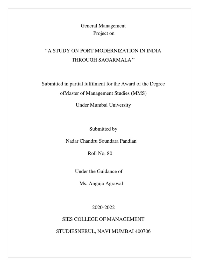 A Study On Port Modernization in India Through Sagarmala | PDF | Port ...